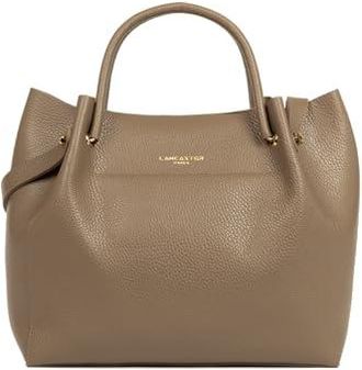 Lancaster | Foulonné Double - Sac cabas épaule Cuir de Vachette Grainé Taupe - In - Or