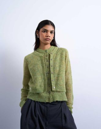 Topshop Gilet double &eacute;paisseur en maille - Vert