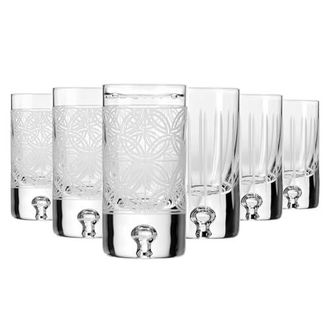 Krosno Verres &agrave; Vodka, Liqueur et Spiritueux 50 ml, Lot de 6 - Verre en Cristal - 2 Motifs de Taille - Faits et Taill&eacute;s &agrave; la Main - Collection Saga - Id&eacute;al c