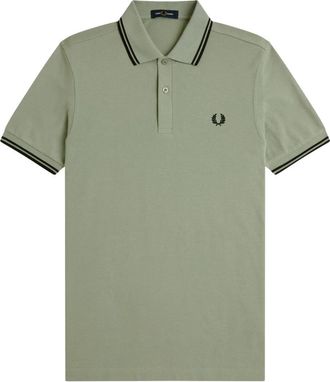 Fred Perry Homme, Tops, Vert, Taille: S M3600 Polo Double Liser&eacute;