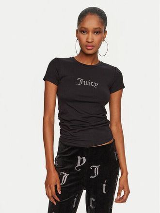 Juicy Couture T-Shirt Dot Ruched JCWCT24311 Schwarz Slim Fit