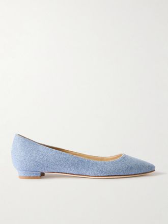 Manolo Blahnik Tweed Ballerina Flats - Blue