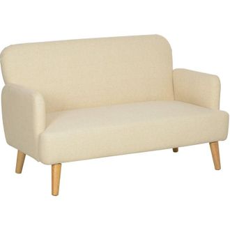 HOMCOM Homcom - 2 Sitzer Sofa, Kleine Couch mit Samtoptik, Holzbeine, Dicke Gepolsterter Polstersofa mit Armlehne f&uuml;r Wohnzimmer, Schlafzimmer, 130 x 74 x
