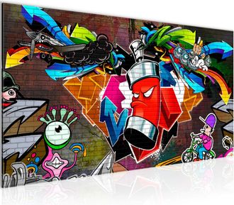 Runa Art Wandbild Graffiti 1 Teilig 100 x 40 cm Modern Bild auf Vlies Leinwand Street Art Loft Wohnzimmer Bunt 401812a
