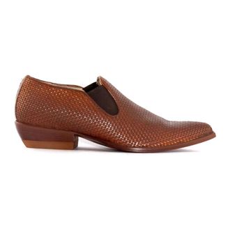 Sonora Braune Gewebte Leder Slip-On Stiefel - - Shoes - Damen - Braun - 37 1/2 EU