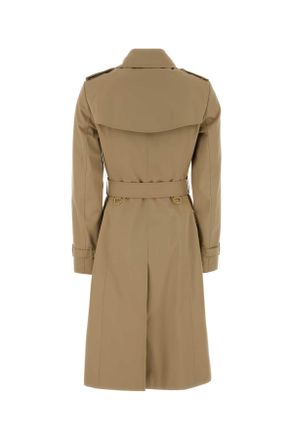 Burberry Womens Beige Twill Trench Coat Honey Cotton