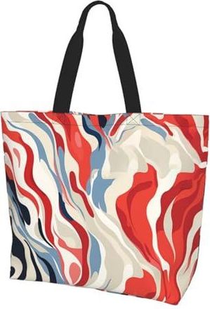 Generic Rouge Et Blanc Sac Cabas Grand Tote Bag Imperm&eacute;able Sac Fourre Tout Pour Travail Gym Universit&eacute;