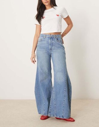 Free People Eden - Jean baggy large - Bleu moyen délavé