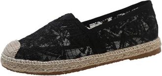 Generic Chaussures Dentelle Brodée Femme Plates Slip on Respirantes léger Rétro Mocassins Chaussures De Marche Confortables Mode Basses Chaussures