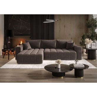 Fun M&ouml;bel Ecksofa Schlafsofa camila Stoff Monolith Schokobraun Ottomane Links