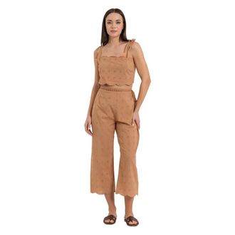 Kocca Femme, Pantalons, Orange, Taille: 36 FR Pantalon culotte &agrave; taille haute en coton ajour&eacute;