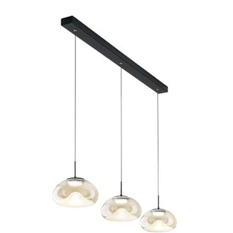 Fabas Luce Brena - Suspension Fabas Luce 3 lumi&egrave;res - led 30 w &agrave; intensit&eacute; variable - Design lin&eacute;aire cognac
