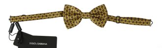 Dolce & Gabbana Mens Yellow Pattern Silk Adjustable Neck Tie