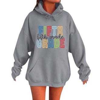 Generic 2026 Printemps Femmes Casual Imprim&eacute; Hiver Sweat &agrave; Capuche Polaire Pull Sweatshirt avec Motif Vie Oc&eacute;an pour un usage quotidien et, gris, XXL