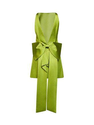 Self Portrait Womens Mini Dress A-Line Green Satin Polyester