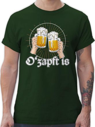 Shirtracer T-Shirt Herren - Kompatibel mit Oktoberfest - O Zapft is Bier Ozapft is Anstich Es ist angezapft - XL - Dunkelgr&uuml;n - bayrische Trachtenmode t Shirt Oc