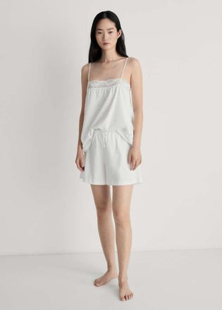 Mango Short coton blanc - Femme - S - MANGO
