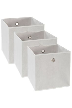 CARRYHOME Faltbox, Silber, Wei&szlig;, Metall, Textil, Karton, 32x32x32 cm, faltbar, Ordnen & Aufbewahren, Aufbewahrungsboxen, Faltboxen