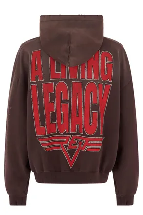 Represent Mens Hoodie Living Legacy Brown Cotton Jumpers Sweater