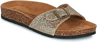 Chattawak Mules &agrave; Talon Plat Opaline en Cuir dor&eacute;