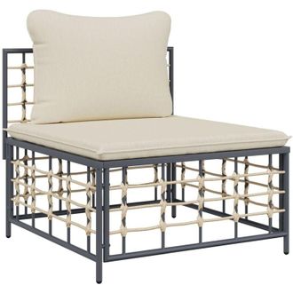 vidaXL Canap&eacute; central de jardin avec coussin beige r&eacute;sine tress&eacute;e Vidaxl