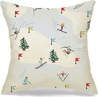 Generic Personalisiert Kissenbez&uuml;ge Muster Winter Skifahren Skifahrer Freizeit Ski Kissenbezug Mode Kissenh&uuml;llen 45X45Cm Wurfkissen H&uuml;llen F&uuml;r Schlafzimmer So