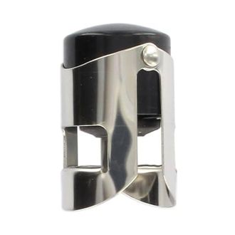 Fackelmann 49552 Bouchon à champagne, bouchon pour bouteille de champagne, bouchon de bouteille, Acier inoxydable, Silicone, 5,5 x 4 cm, Inox, Noir
