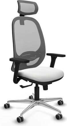 Piqueras y Crespo Callcenter-St&uuml;hle mit 3D-Armen, h&ouml;henverstellbarer Lendenwirbelst&uuml;tze und h&ouml;henverstellbarem Kopfteil, Grau/Wei&szlig;