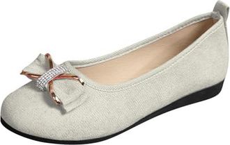 Generic Chaussures de marche plates confortables pour femme avec noeud - Couleur unie - Bout rond - &Eacute;l&eacute;gantes - L&eacute;g&egrave;res et confortables - &Agrave; enfiler - Style d&eacute;