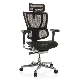 hjh OFFICE Bürostuhl ergonomisch ERGOHUMAN Slim GEN2 Originales Design, 24h Einsatz, Drehstuhl mit Flexibler Lordosenstütze, Netz Schwarz