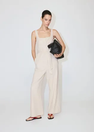 Mango Combinaison en lin boutons sable - Femme - XS - MANGO