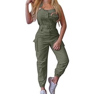 Generic Combinaison d&eacute;t&eacute; habill&eacute;e sans manches &agrave; bretelles pour femme, combinaison vert militaire, combinaison pour femme, combinaison &agrave; bretelles, combinaiso