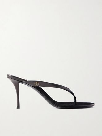 Saint Laurent Sandales En Cuir &Agrave; Ornements Sue - Noir