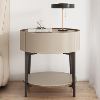 Generic Kleiner Nachttisch Aus Massivholz Mit Schublade Und Offenem Fach - Moderner Landhausstil, 3-in-1-Nachttisch