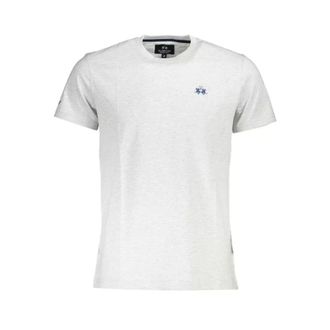 La Martina Graues Baumwoll-T-Shirt mit Stickerei und Druck - - Tops - Herren - Wei&szlig; - XL