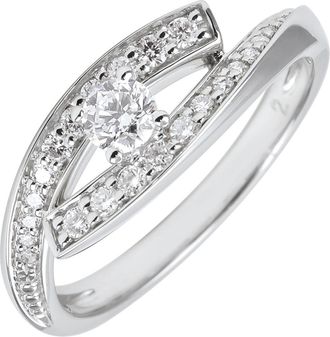 Edenly Solit&auml;rring Kostbarer Kokon- Diva - Wei&szlig;gold - Kleines Modell - 0.08 Karat - 18 Karat