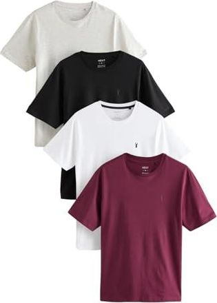 Next Next, T-Shirt Épais pour Homme à Col Ras du Cou, 100% Coton, Lot de 4 x T-Shirts pour Homme Noir/Bleu/Blanc/Gris 5XL