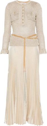 Self Portrait robe longue en maille côtelée en lurex