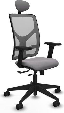 Piqueras y Crespo Grauer Schreibtischstuhl mit 2D-Armlehnen, h&ouml;henverstellbarer Lendenwirbelst&uuml;tze und festem Kopfteil, ausgestattet mit Syncro/Traslack und Schneidesch