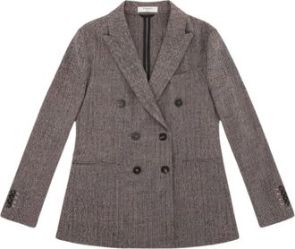 Circolo 1901 Zweireihige Jacke Luxus Fischgr&auml;t Tweed - - Jackets - Damen - Grau - XL