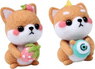 Soimiss Nadelfilzset DIY Mit Sitzendem Hund Cartoon Wollfilzpuppe Für Anfänger Junge Mädchen-handarbeitswerkzeug Plüschhund DIY Nadelfilz Zuhause