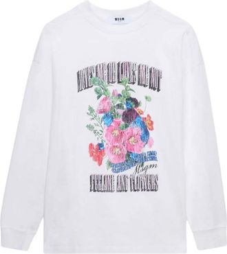 Msgm Msgm, Femme, Sweatshirts et sweats &agrave; capuche, Blanc, Taille: 40 FR T-shirt &agrave; manches longues avec imprim&eacute; floral
