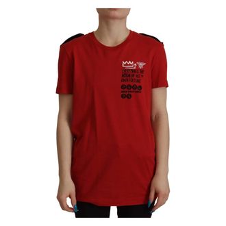Dolce & Gabbana Rotes Baumwoll-T-Shirt mit Rundhalsausschnitt - - Tops - Damen - Rot - 2XS