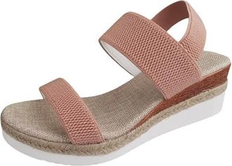 Generic Sandales confortables pour femme - Espadrilles décontractées - Sangle de cheville - Bout ouvert - Chaussures dété, Rouge, 35.5 EU