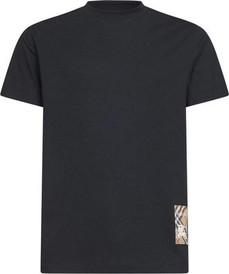 Burberry Homme, Tops, Noir, Taille: XS Check Label T-Shirt