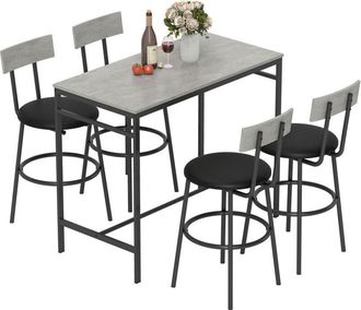 HOMCOM Ensemble table de bar avec 4 tabourets - HOMCOM - repose-pieds - structure en acier - 110 x 55 x 90 cm - blanc