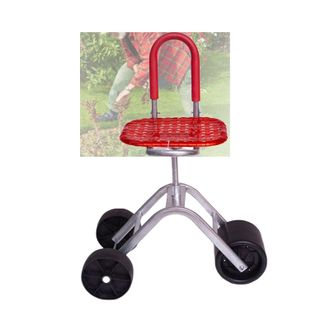 Generic Klappbarer Gartenwagen Mit Sitz, Rollbarer Gartenhocker Verstellbarem, 360&deg; Drehbarem, for Rasen Und Garten(Red)