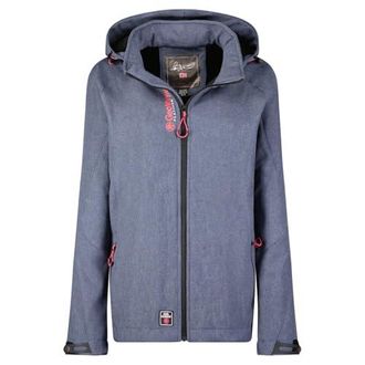 Geographical Norway Tereze Lady Veste Softshell Capuche Femme Impermeable Outdoor - Blouson Coupe Vent Resistant - Activites En Exterieur Randonnee Ski Automne Hiver Prin