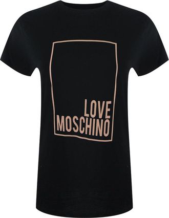 Moschino Pink Box Logo Schwarzes T-shirt