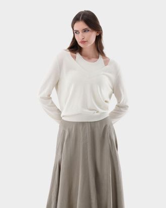 van Laack Pullover mit V-Ausschnitt aus Merino und Lamé